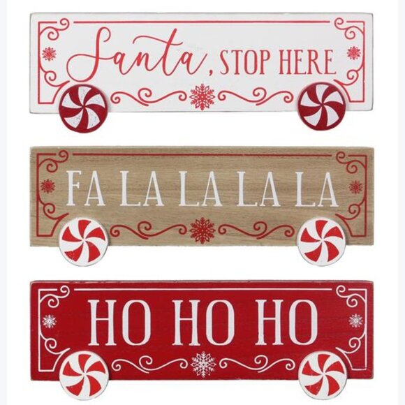 Holiday | All Aboard The Christmas Express Tabletop Wood Signs Each ...